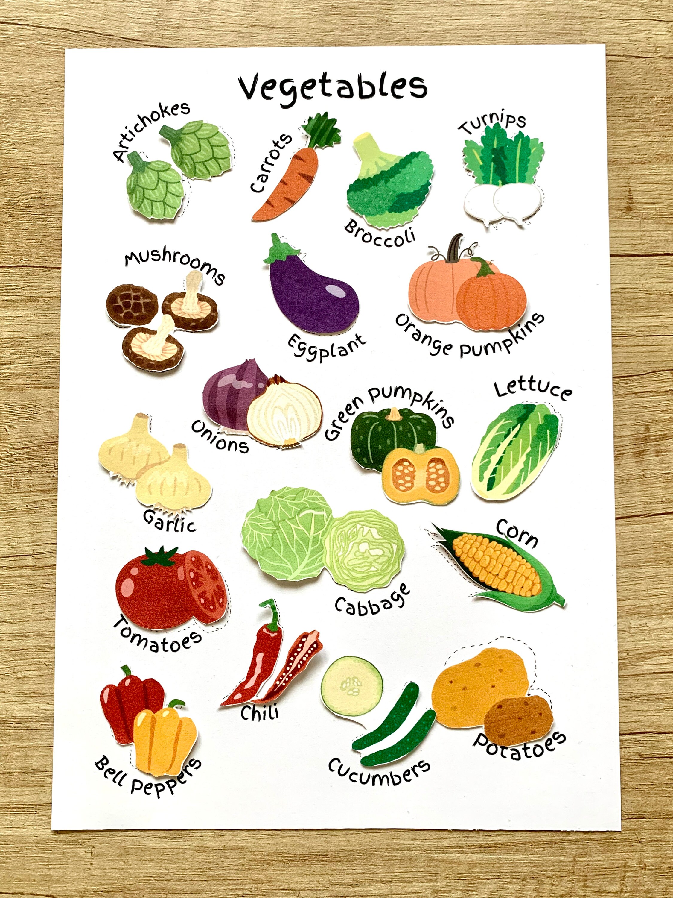 Educational Vegetable Matching Posters Fun Veggie Learning Game for ...