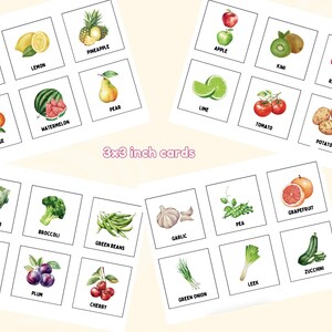 40 Fruit and Vegetable Flashcards Educational Cards Montessori ...