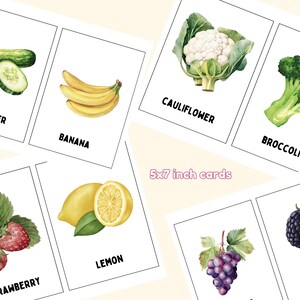 40 Fruit and Vegetable Flashcards Educational Cards Montessori ...