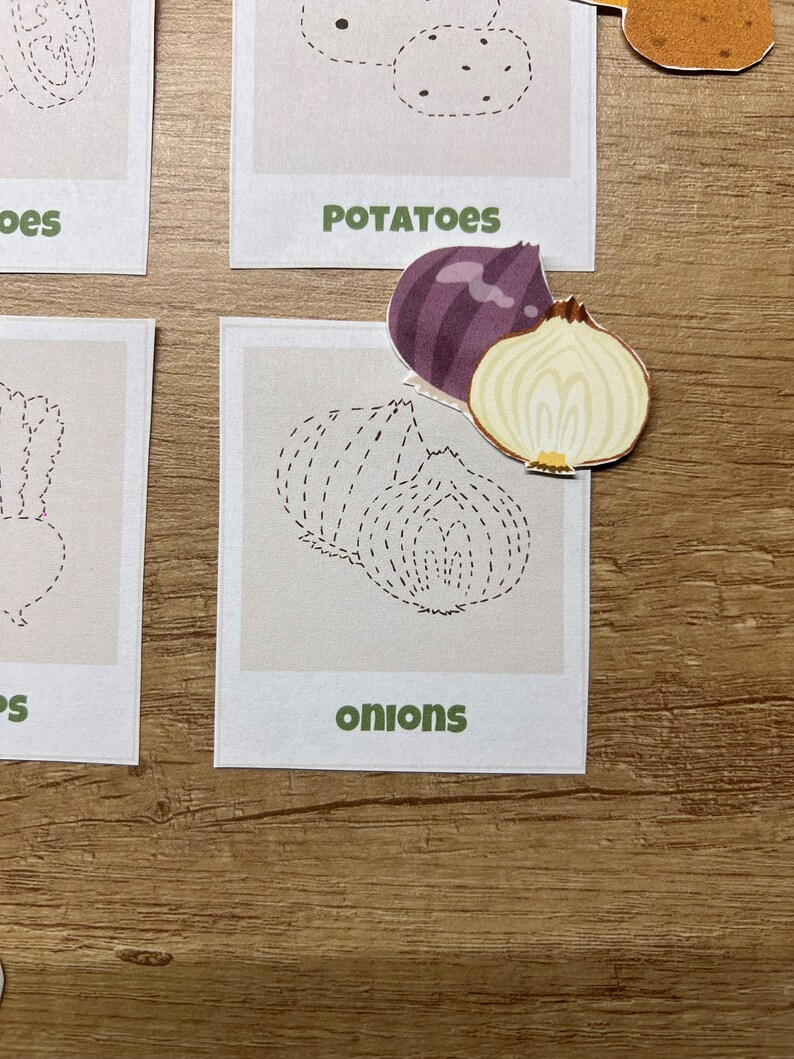 Vegetables Game Flashcards Preschool Learning Cards Montessori ...
