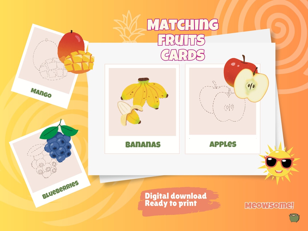 Fruits Game Flashcards | Preschool Learning Cards | Montessori ...