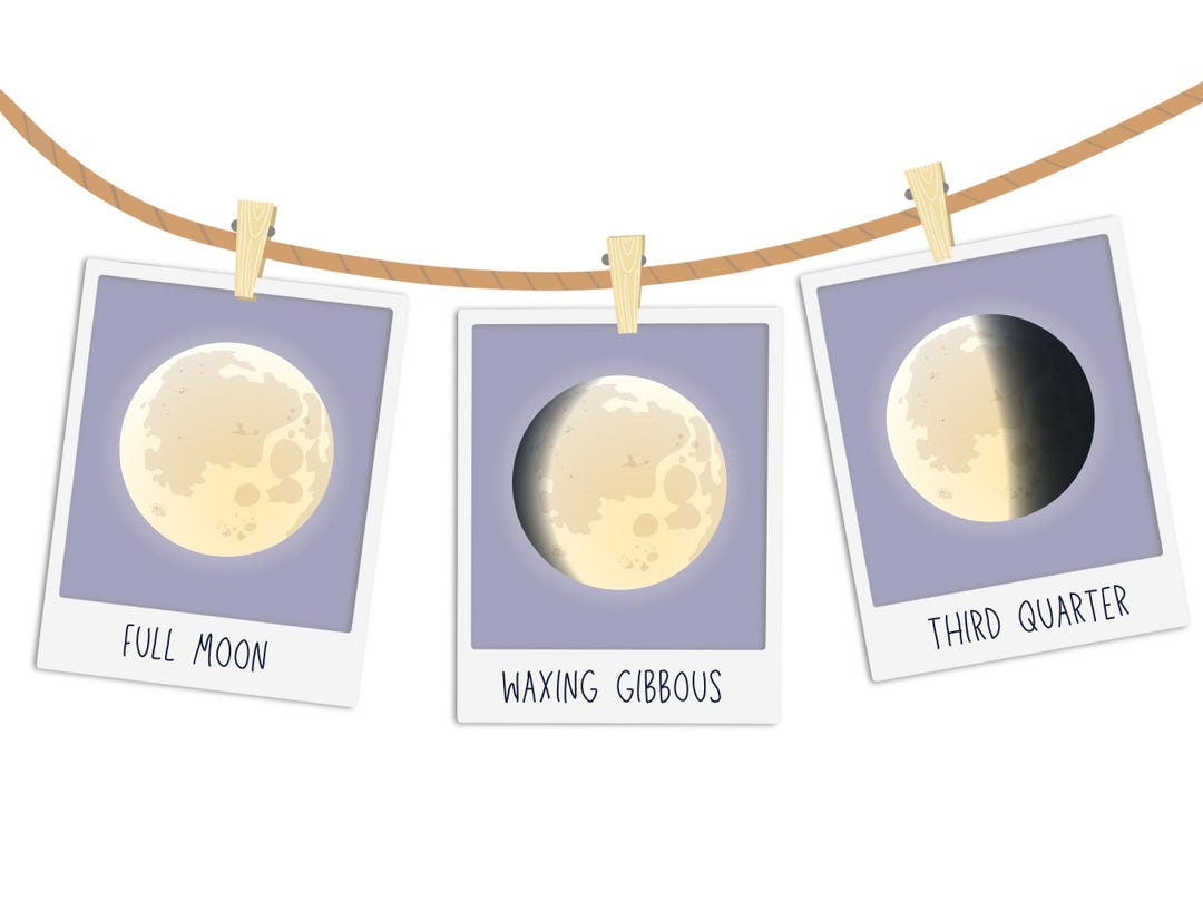 Moon Phases Flashcards | 3 Part Cards | Montessori at Home | Homeschool ...