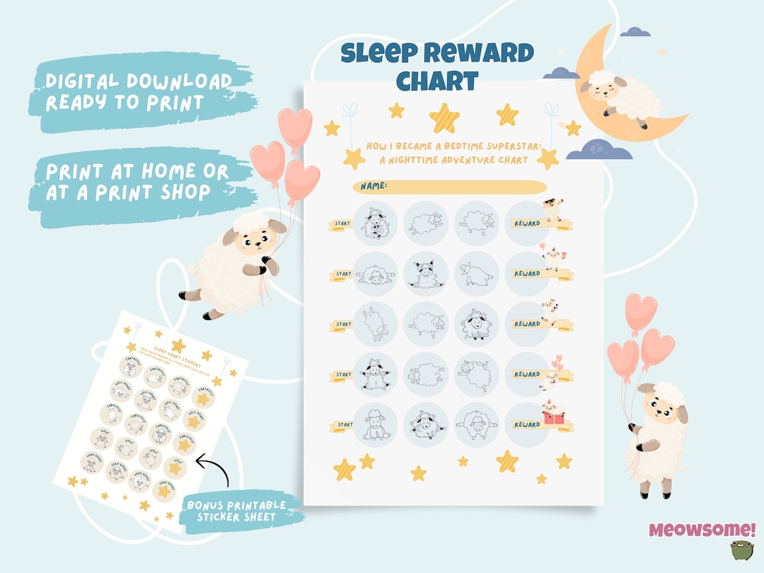 Sleep Reward Chart Printable Children's Reward Chart Sleep Tracker ...