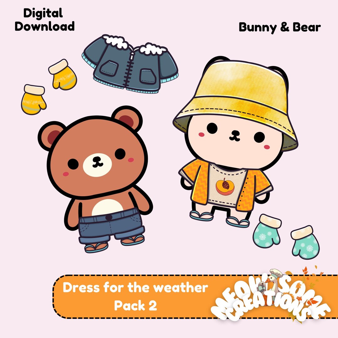 Bear & Bunny Paper Dolls | Dress for the Weather Version 2 | Daily ...
