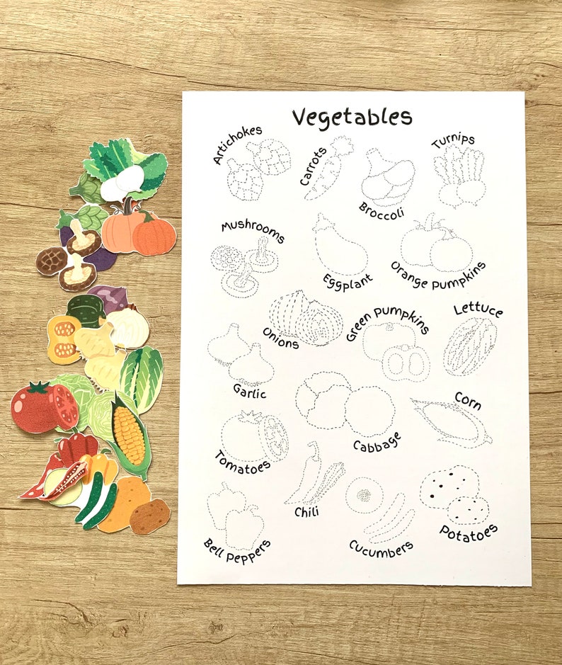 Educational Vegetable Matching Posters Fun Veggie Learning Game for ...
