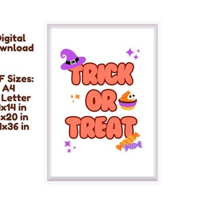 Trick or Treat Poster Printable Halloween Candy Trendy Wall Decor Art ...