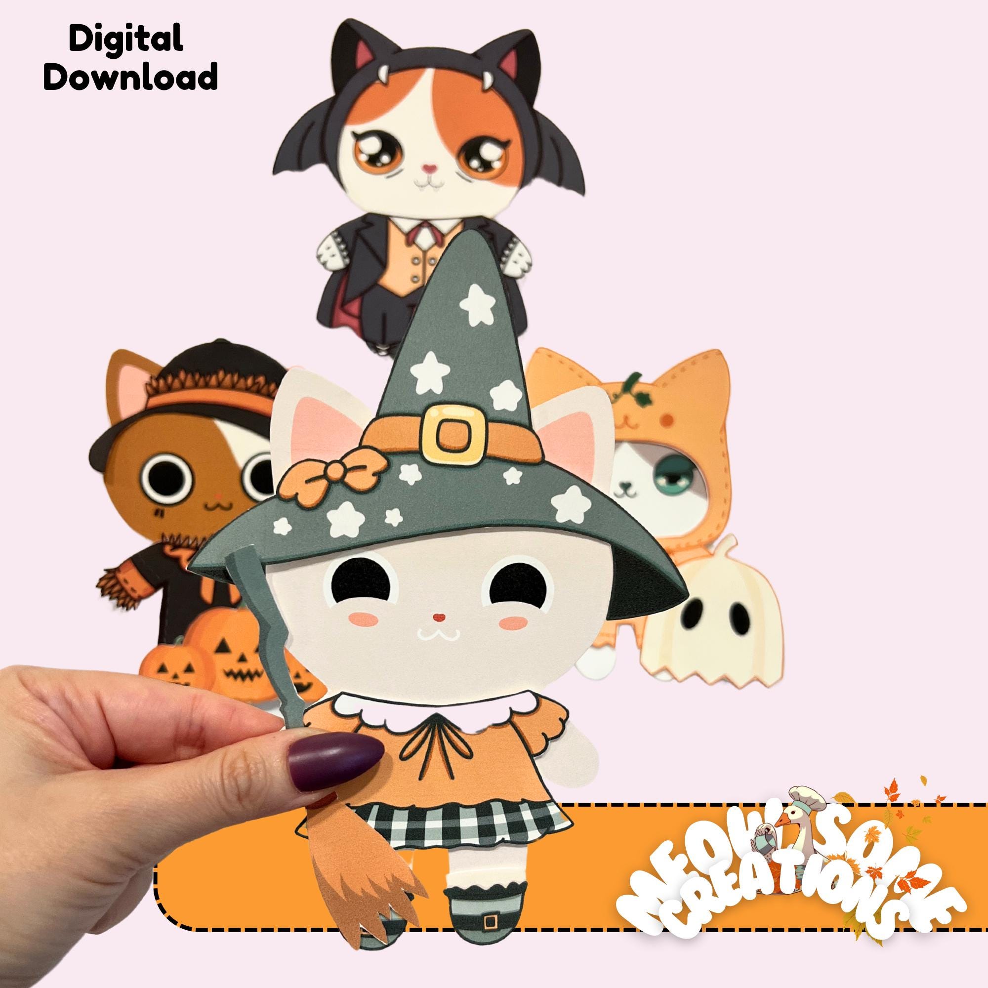 Paper Doll Costume Cats Dress up Kawaii Cats Garland Party Decor ...
