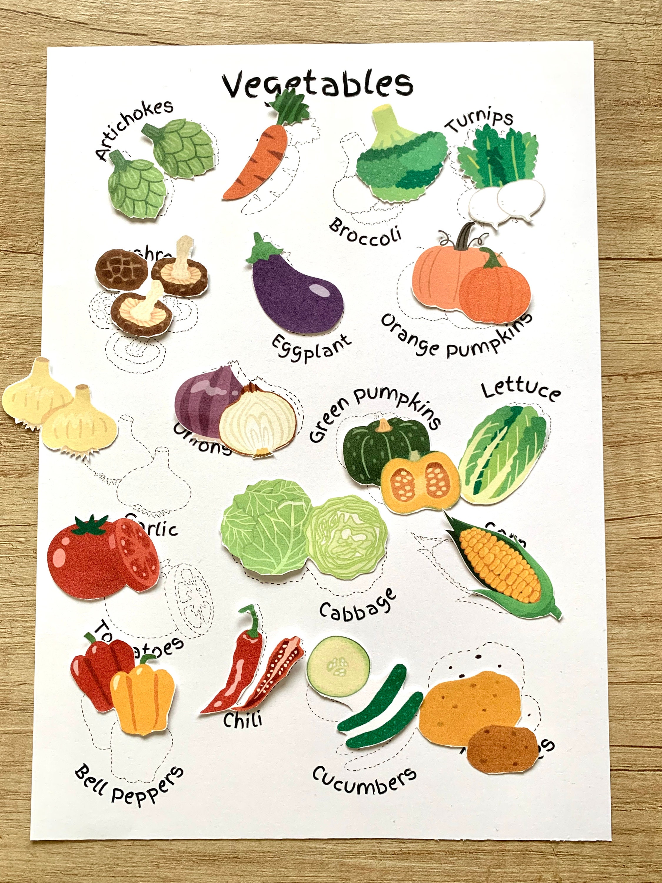 Educational Vegetable Matching Posters Fun Veggie Learning Game for ...
