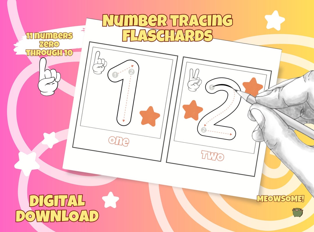 Number Tracing Flashcards Preschool Learning Cards Montessori ...