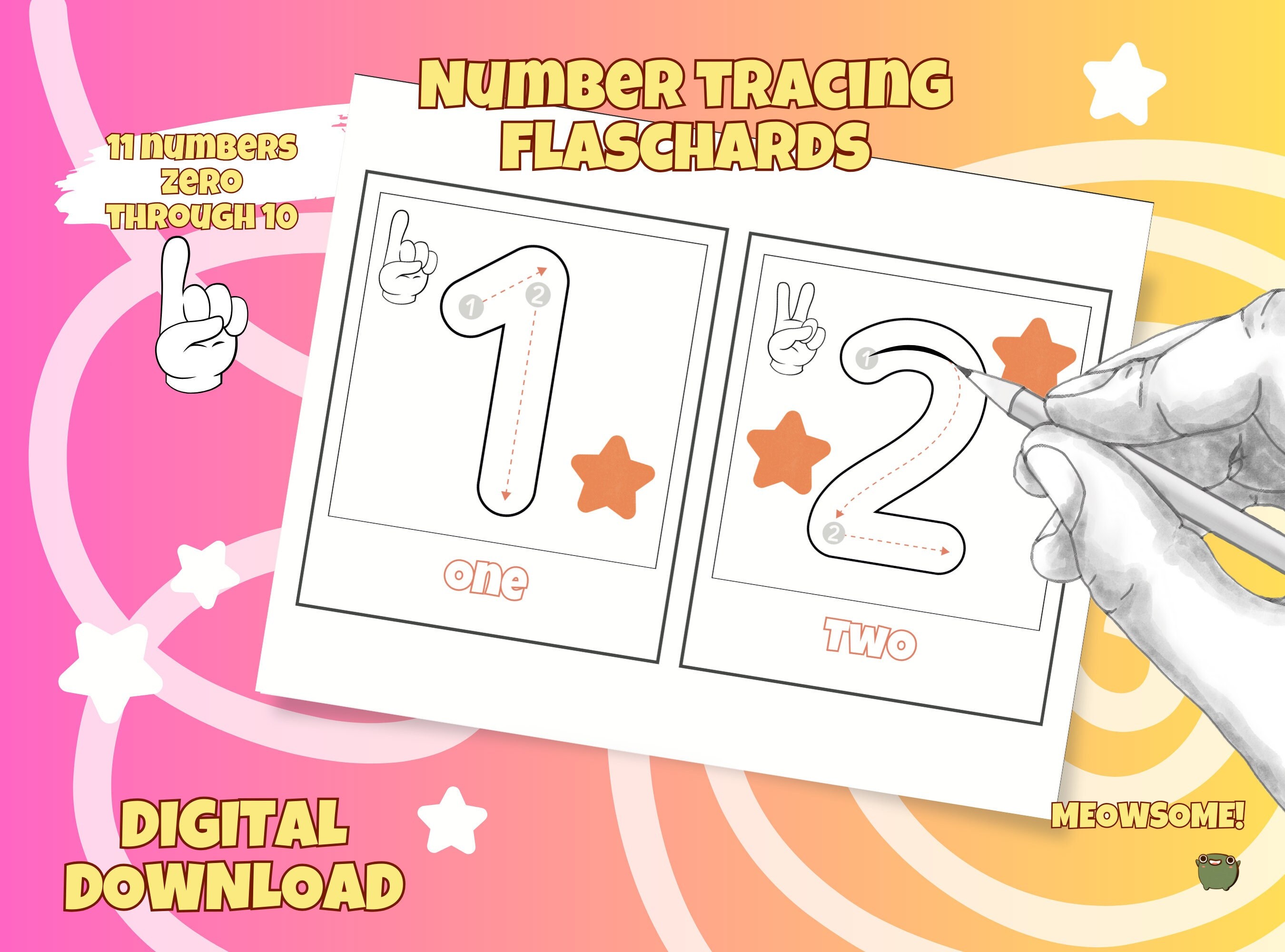 Number Tracing Flashcards Preschool Learning Cards Montessori ...