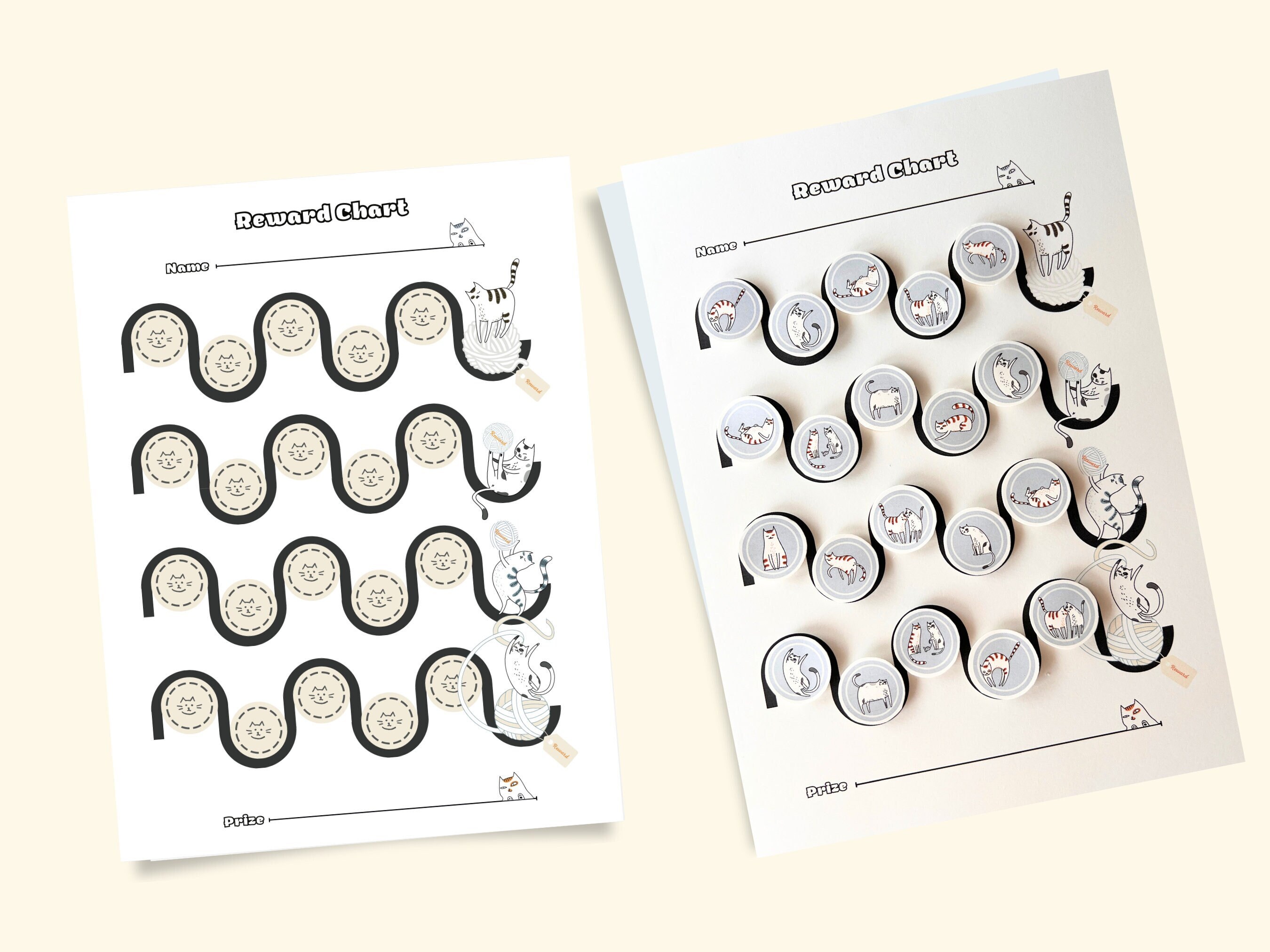 Printable Cats Reward Chart School Sticker Chart Toddler Routine Poster ...