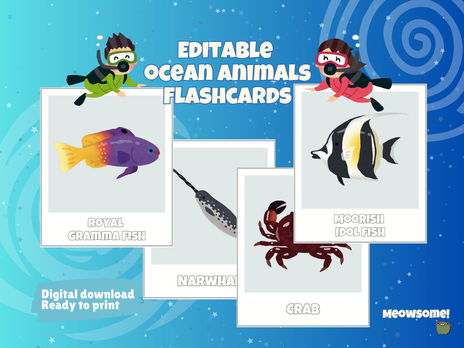 Editable Ocean Life Flashcards | Fun Fish Learning Set | Montessori ...