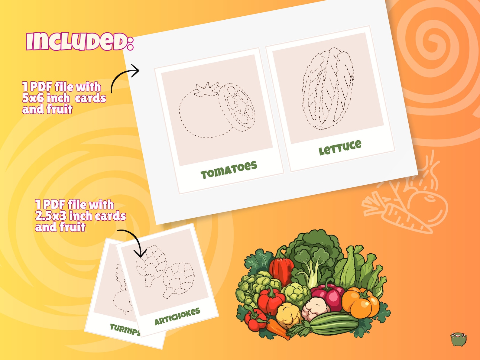 Vegetables Game Flashcards | Preschool Learning Cards | Montessori ...