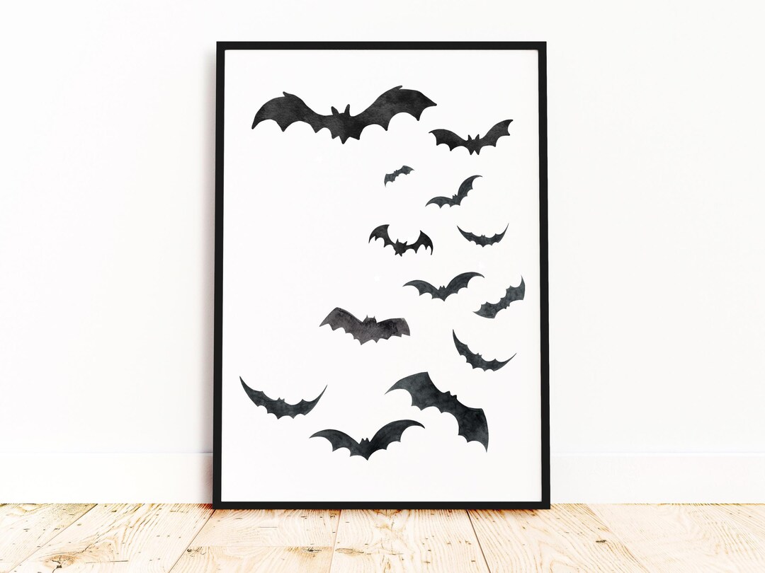 Watercolor Flying Bats Printable: Spooky Halloween Wall Art (digital ...