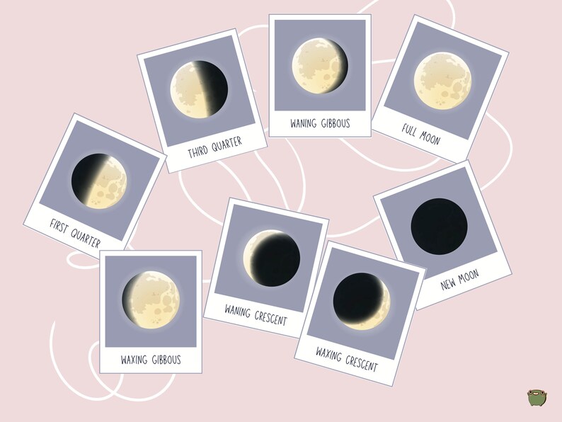 Moon Phases Flashcards Printable 3 Part Cards Montessori at Home ...