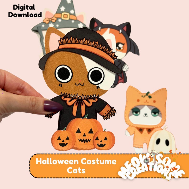 Paper Doll | Costume Cats| Dress up | Kawaii Cats | Garland | Party ...