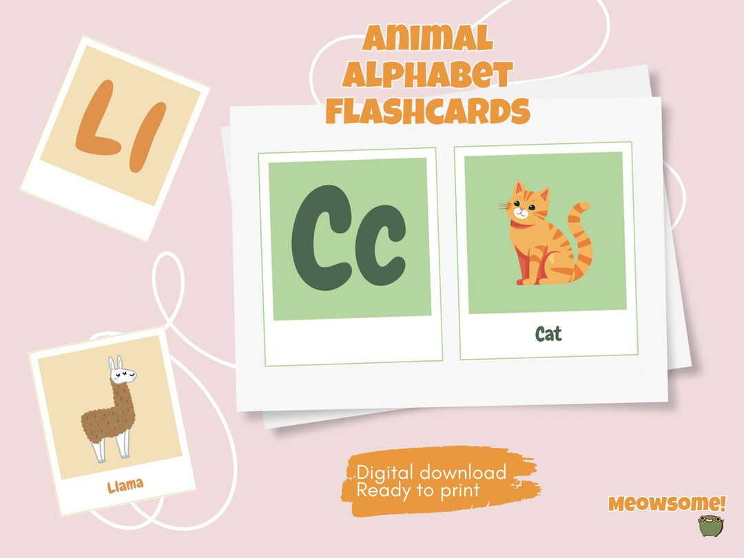 Animal Alphabet Flashcards Alphabet Learning Cards Printable Classroom ...