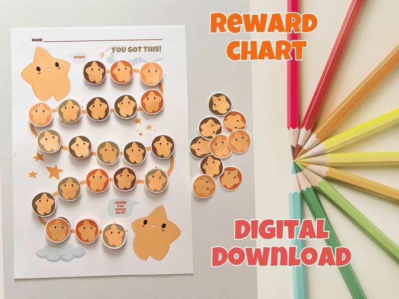 Printable Reward Chart School Sticker Chart Toddler Routine Poster ...