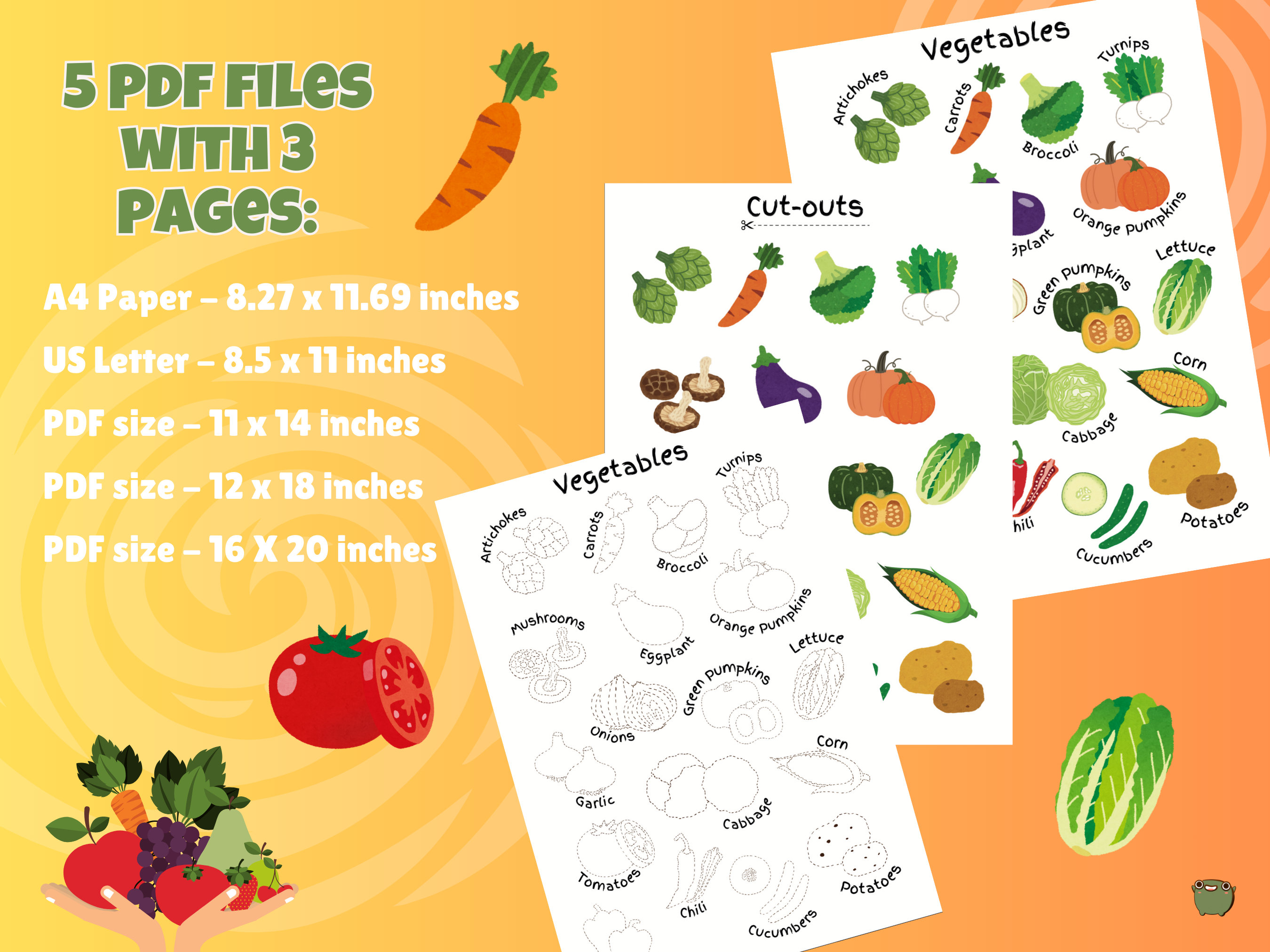 Educational Vegetable Matching Posters Fun Veggie Learning Game for ...
