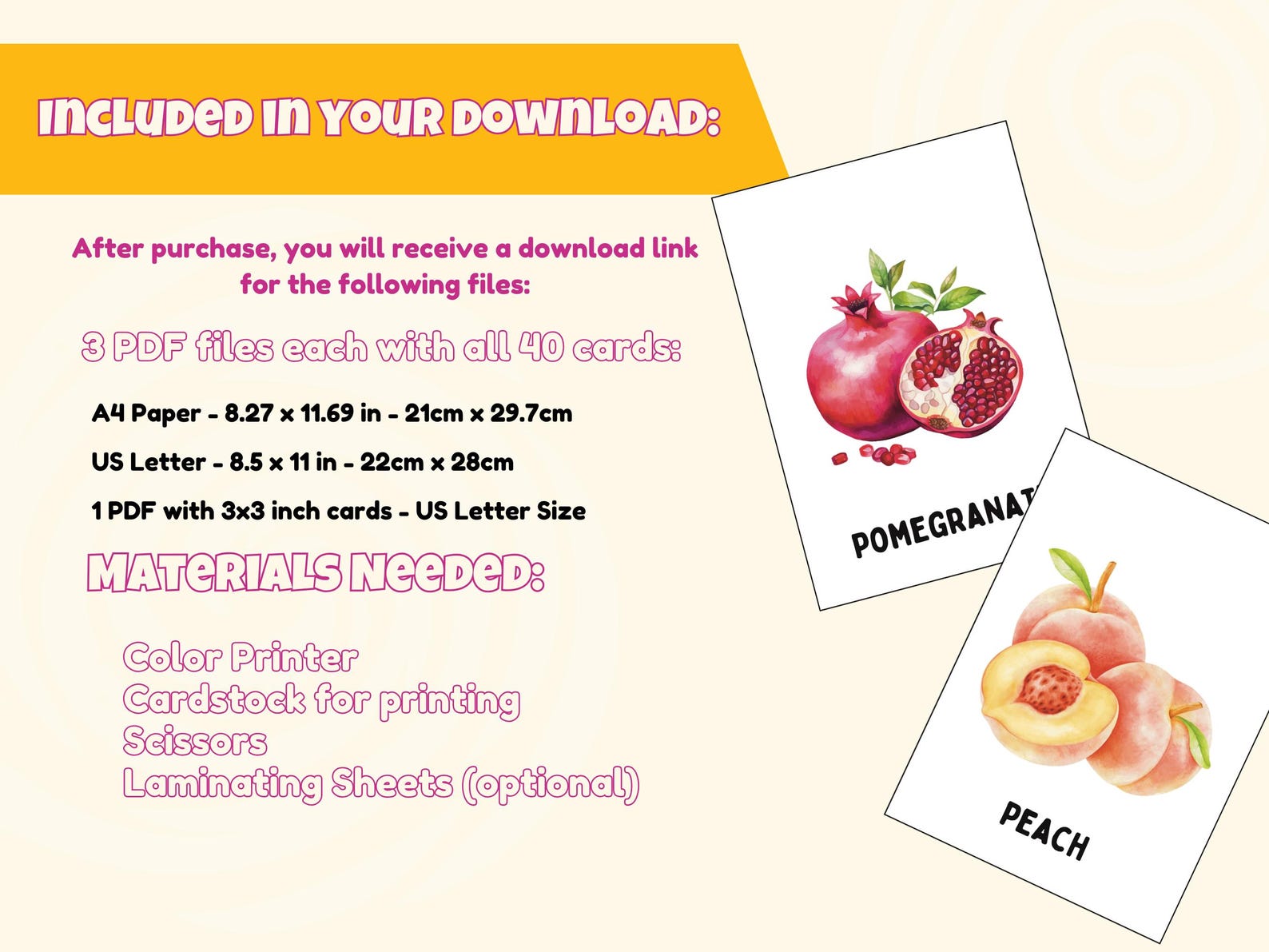 40 Fruit and Vegetable Flashcards Educational Cards Montessori ...