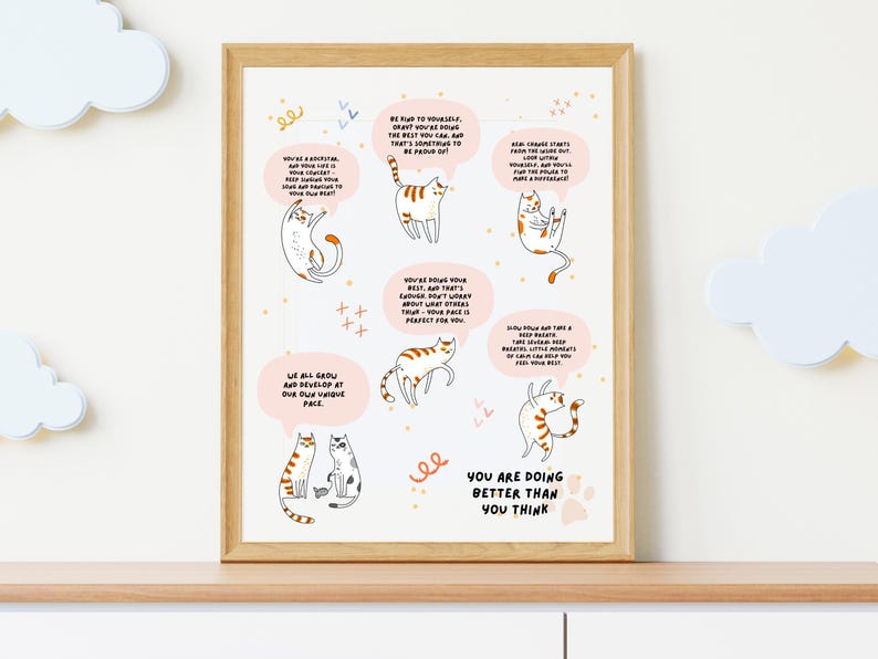Daily Motivational Quotes Printable Inspirational Cat Art orange Cat ...