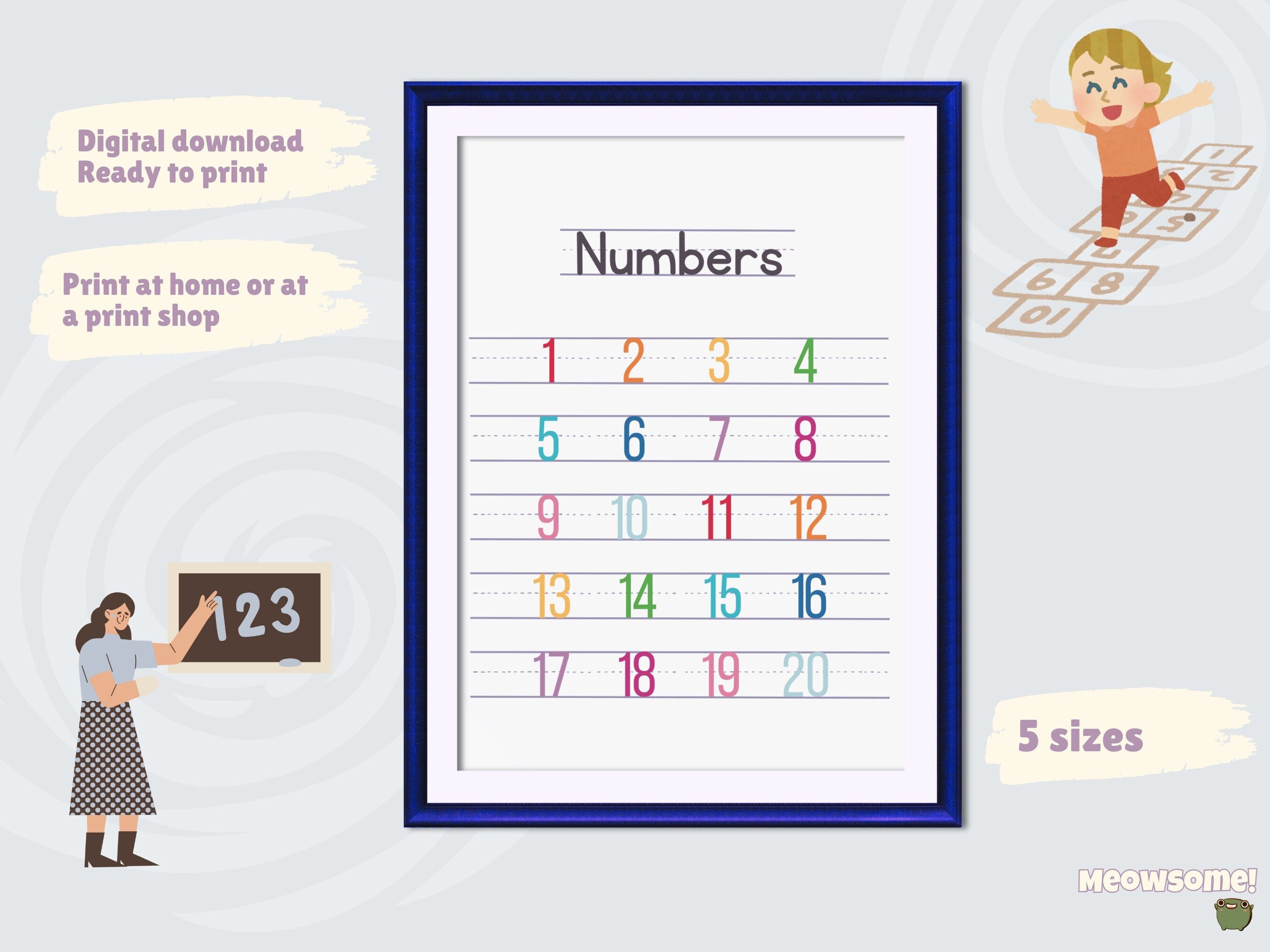 Rainbow Numbers Poster Matching Worksheets Learn Numbers Preschool ...