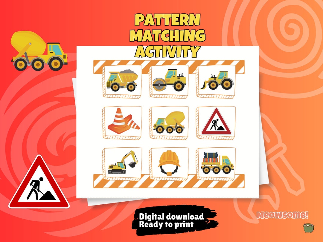 Construction Pattern Matching Game for Preschool Montessori ...