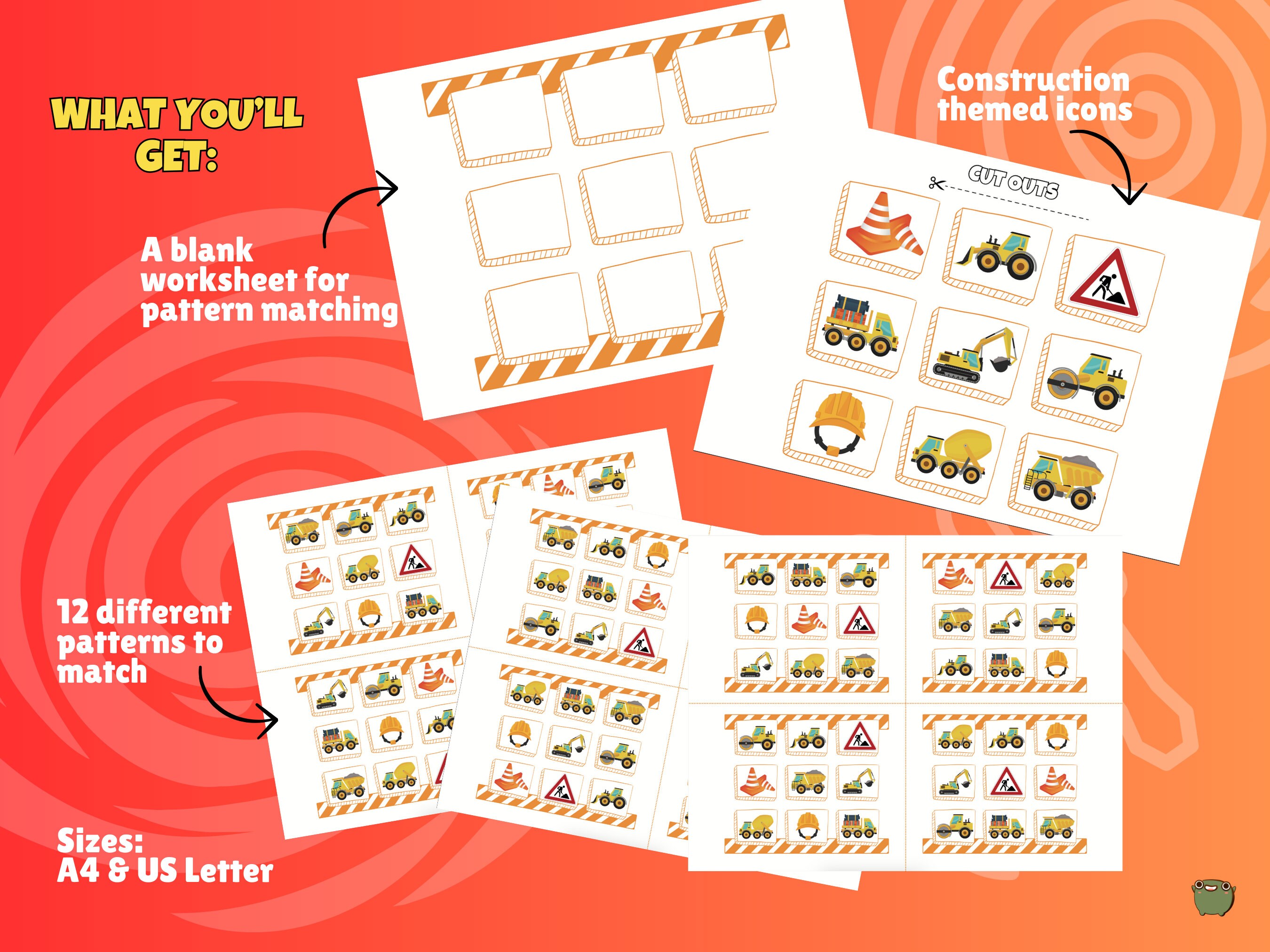 Construction Pattern Matching Game for Preschool Montessori ...
