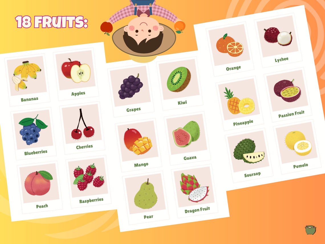 Fruits Game Flashcards | Preschool Learning Cards | Montessori ...