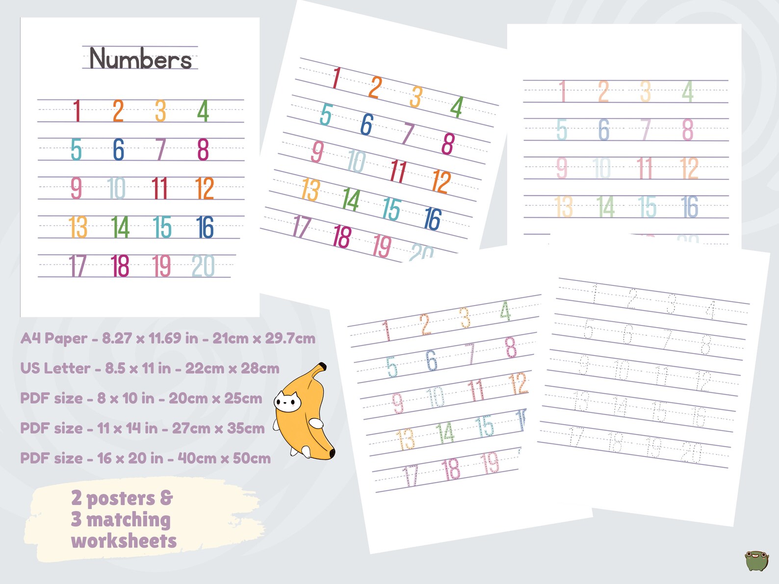 Rainbow Numbers Poster Matching Worksheets Learn Numbers Preschool ...