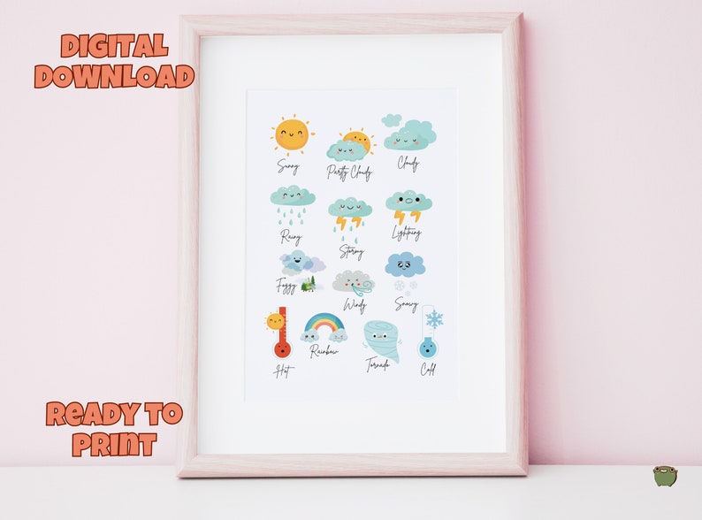 Weather Poster Playroom Decor Learn Weather Nursery Homeschool ...