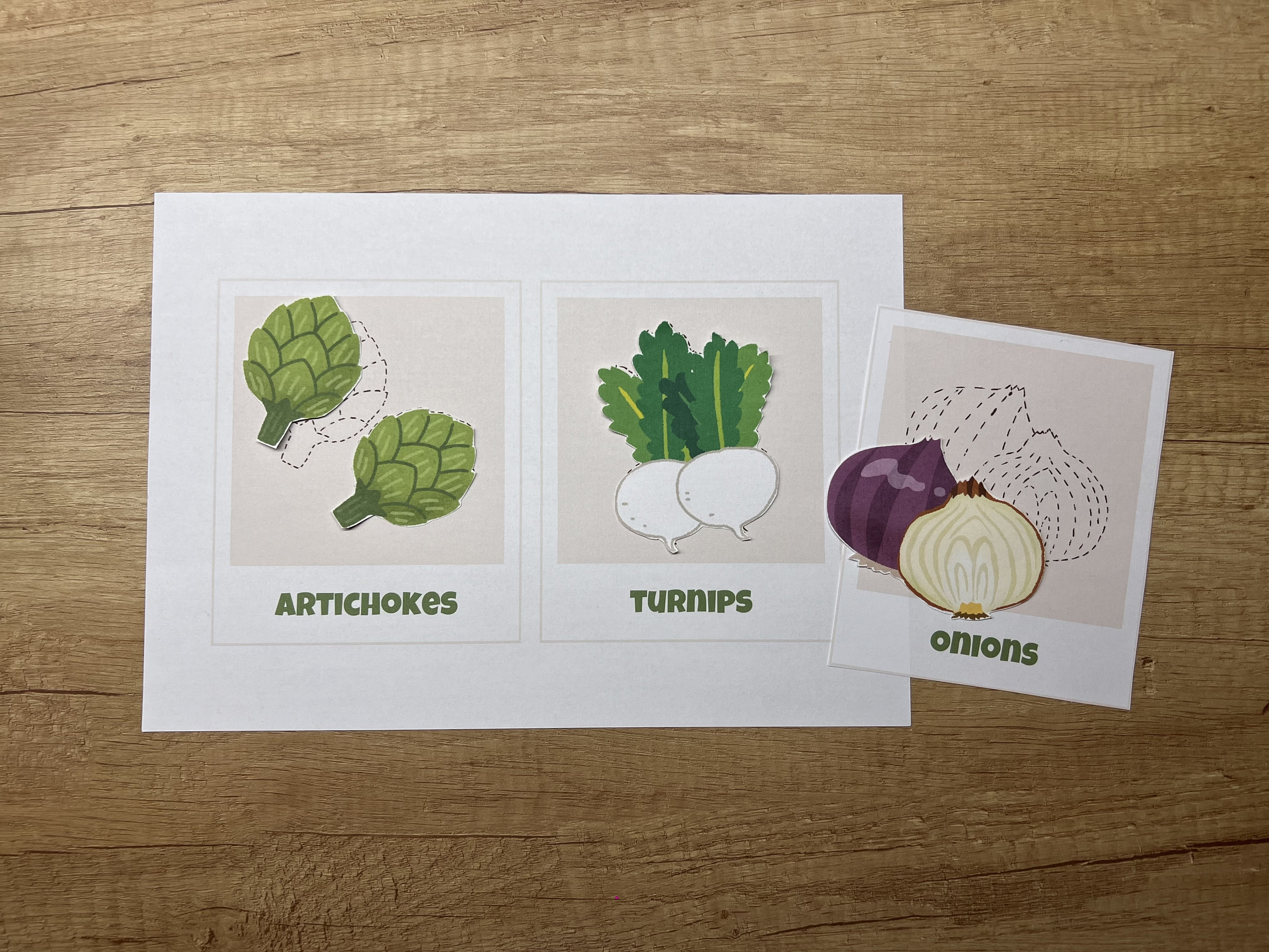 Vegetables Game Flashcards | Preschool Learning Cards | Montessori ...