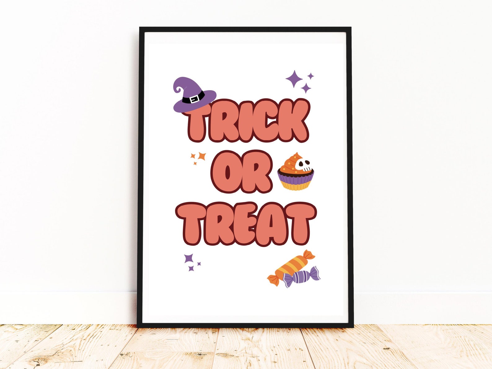 Trick or Treat Poster Printable Halloween Candy Trendy Wall Decor Art ...