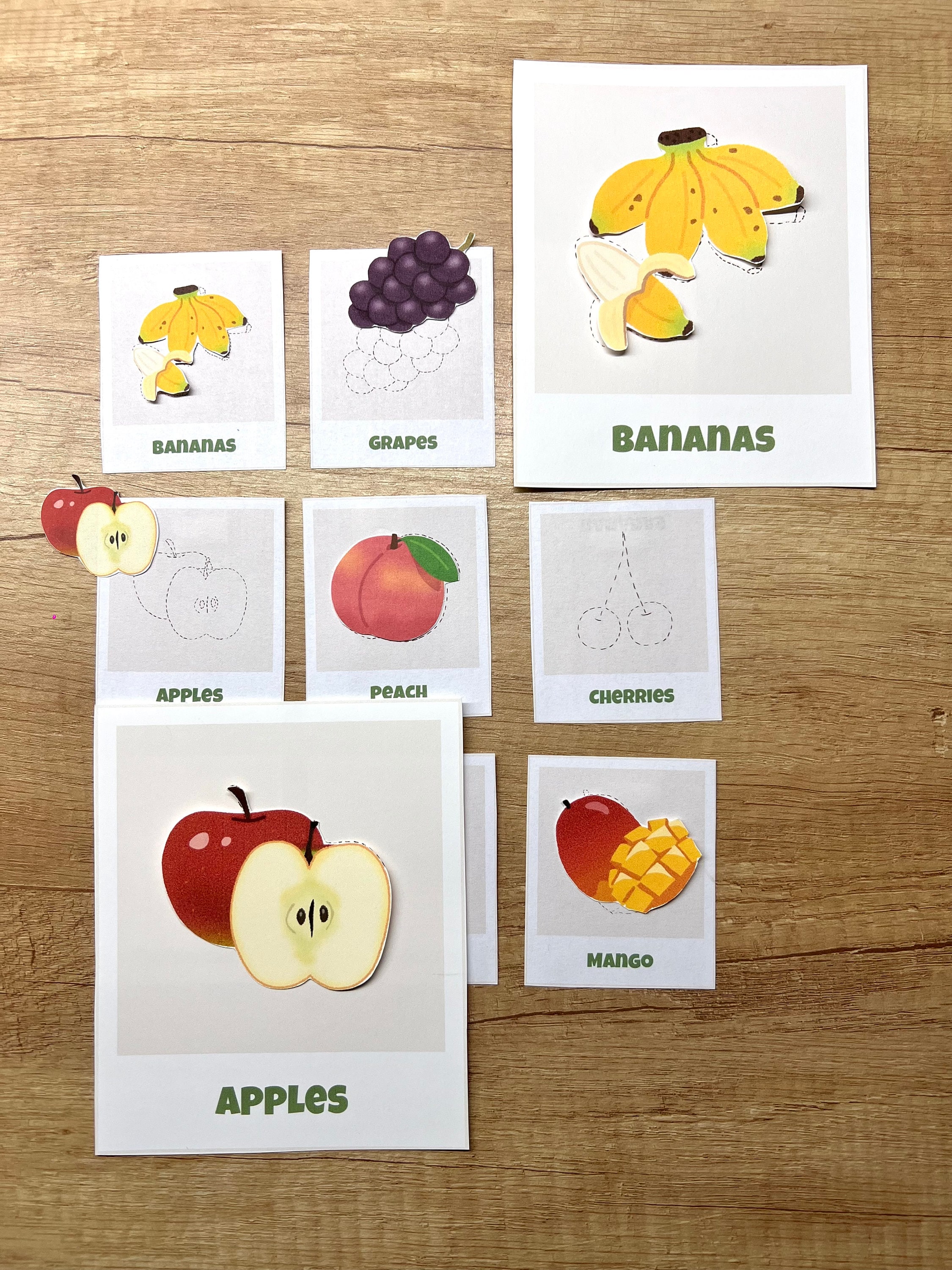 Fruits Game Flashcards Preschool Learning Cards Montessori Homeschool ...