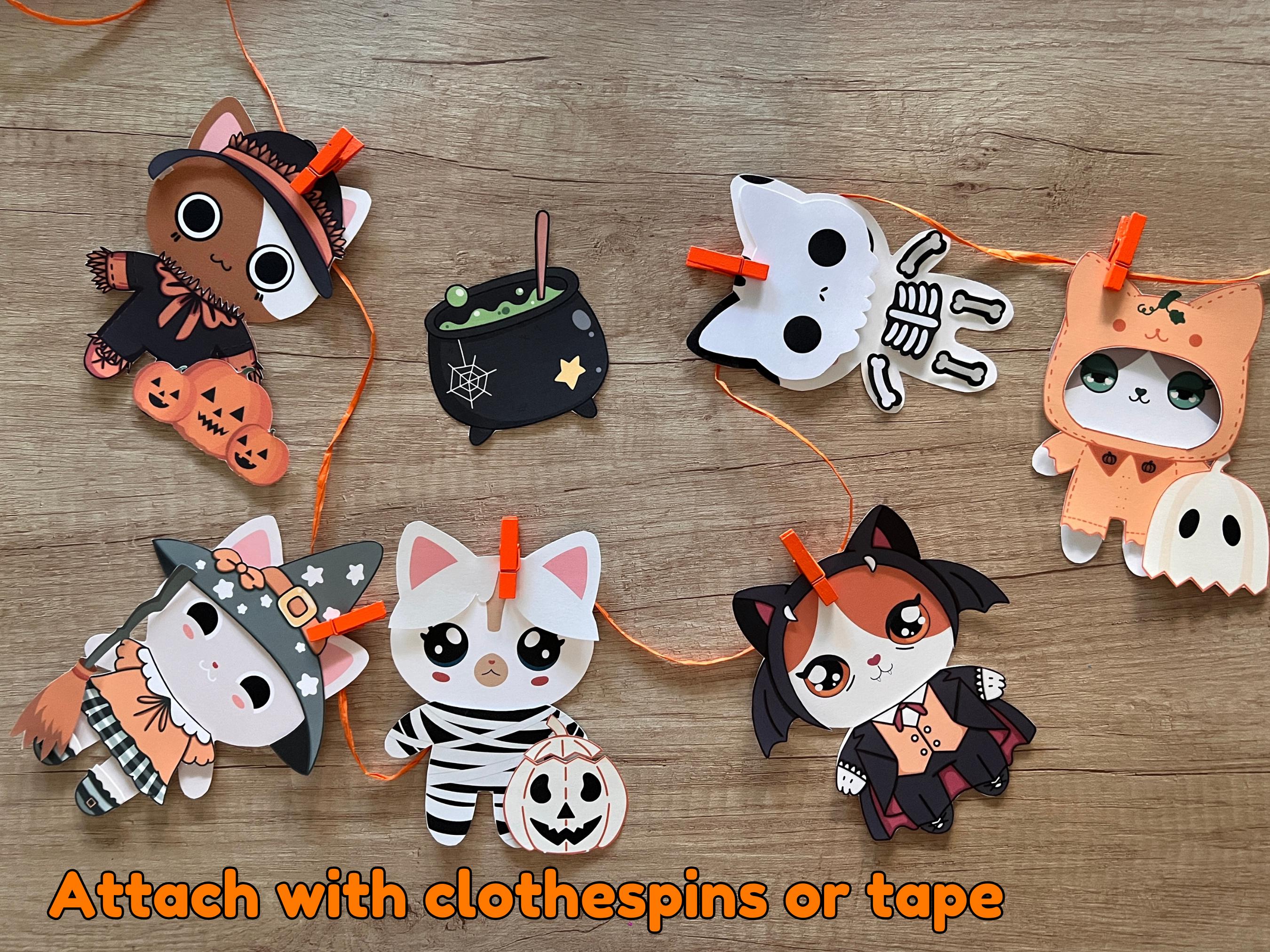 Paper Doll Costume Cats Dress up Kawaii Cats Garland Party Decor ...