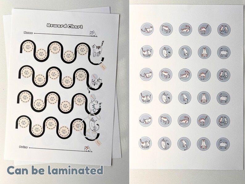 Printable Cats Reward Chart School Sticker Chart Toddler Routine Poster ...