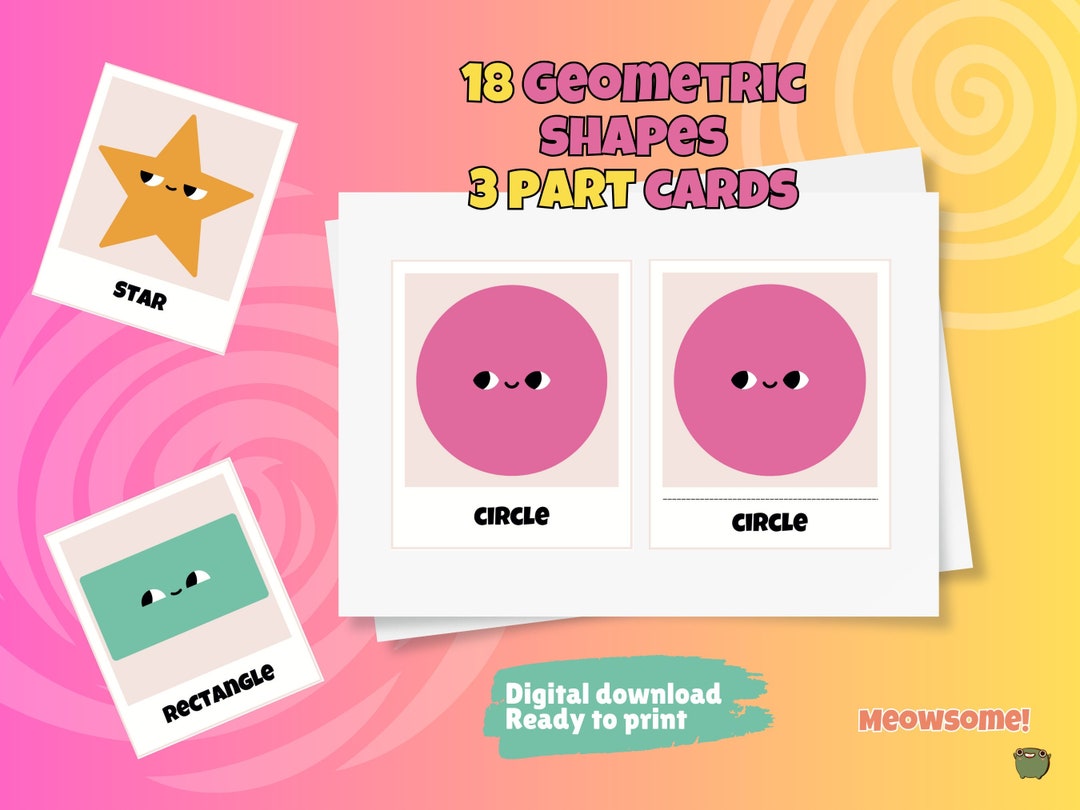 Geometric Shapes Flashcard Polaroids | Preschool Learning (digital ...