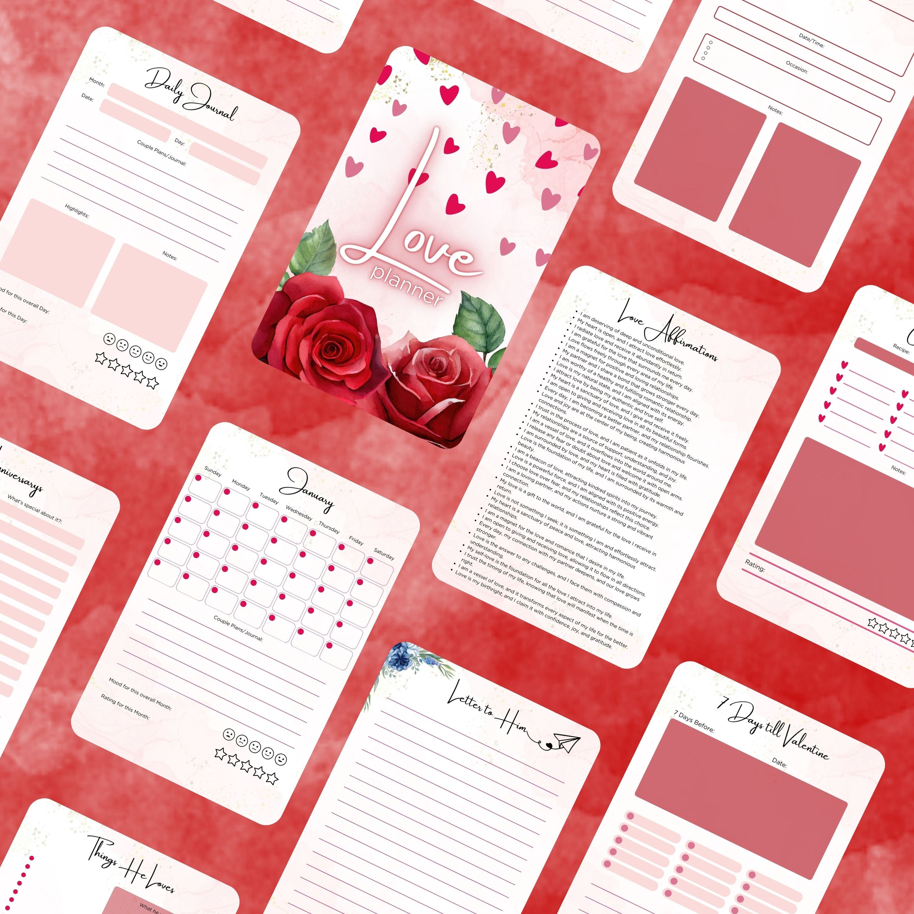 Love Planner, Printable Valentine's Day Love Planner, Love Digital ...