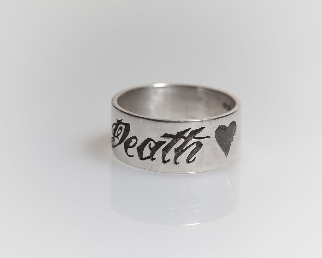 Men's Sterling Silver til Death Ring With Heart and Anchor, Till Death ...