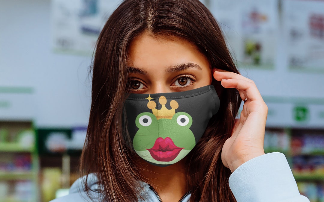 Stylish Frog Prince Face Mask With Kiss Lips - Etsy