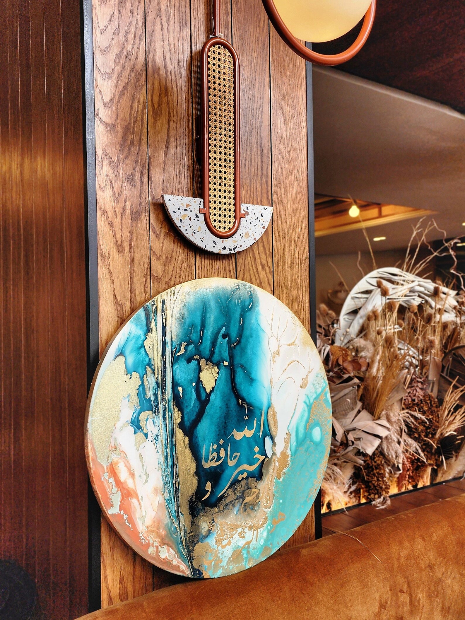 Abstract Wall Art, Acrylic Fluid Painting, Pouring Artwork on Round ...