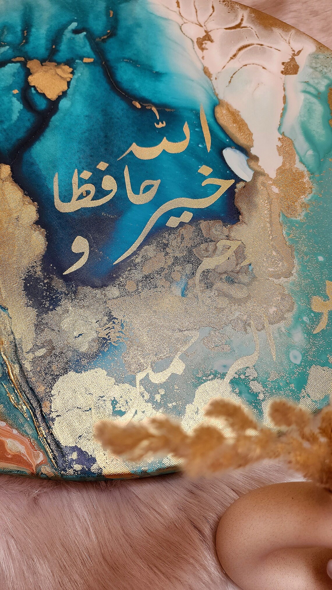 Abstract Wall Art, Acrylic Fluid Painting, Pouring Artwork on Round ...