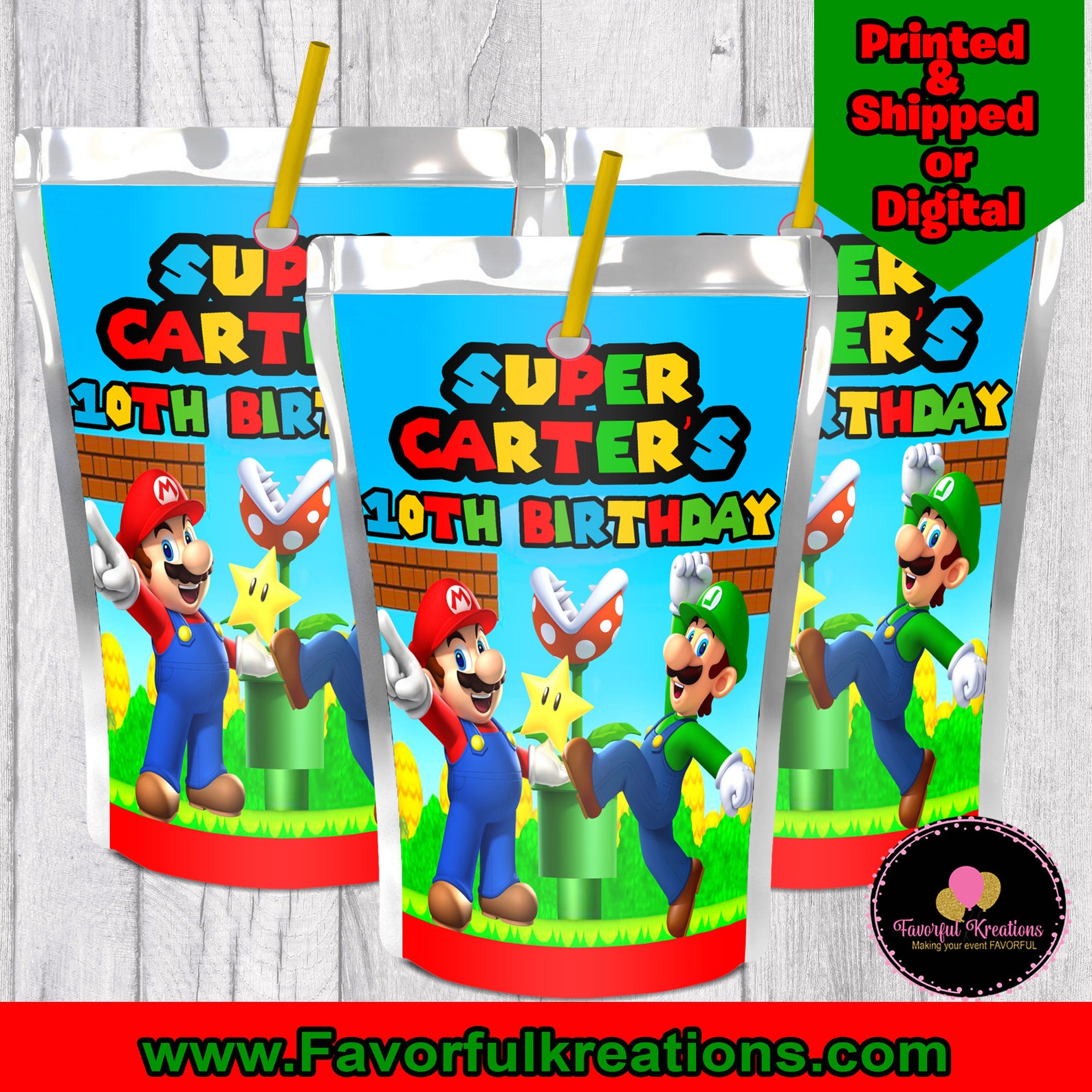 Super Mario Juice Pouch Labels-super Mario Juice Labels-super - Etsy Canada
