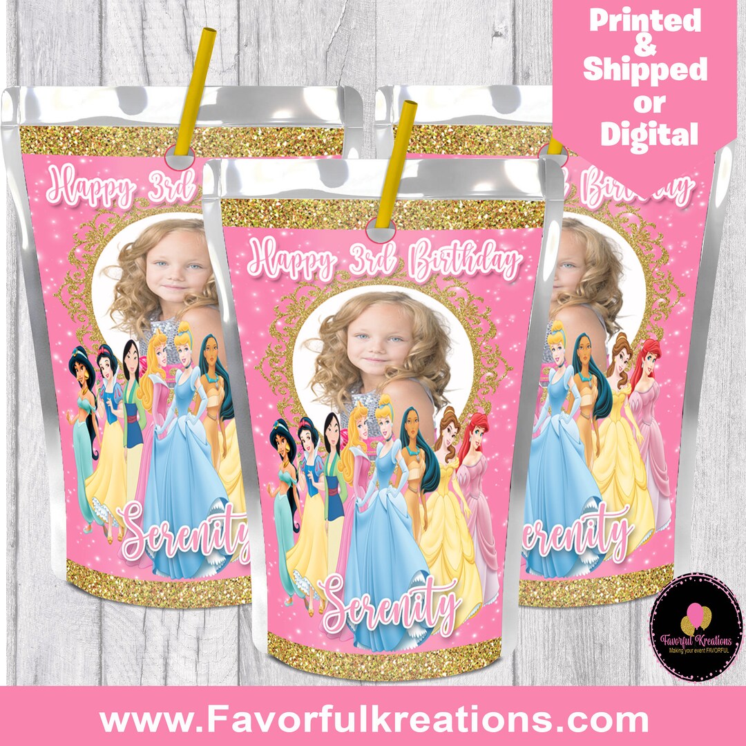 Princess Juice Label, Princess Juice Pouch Labels, Princess Custom ...