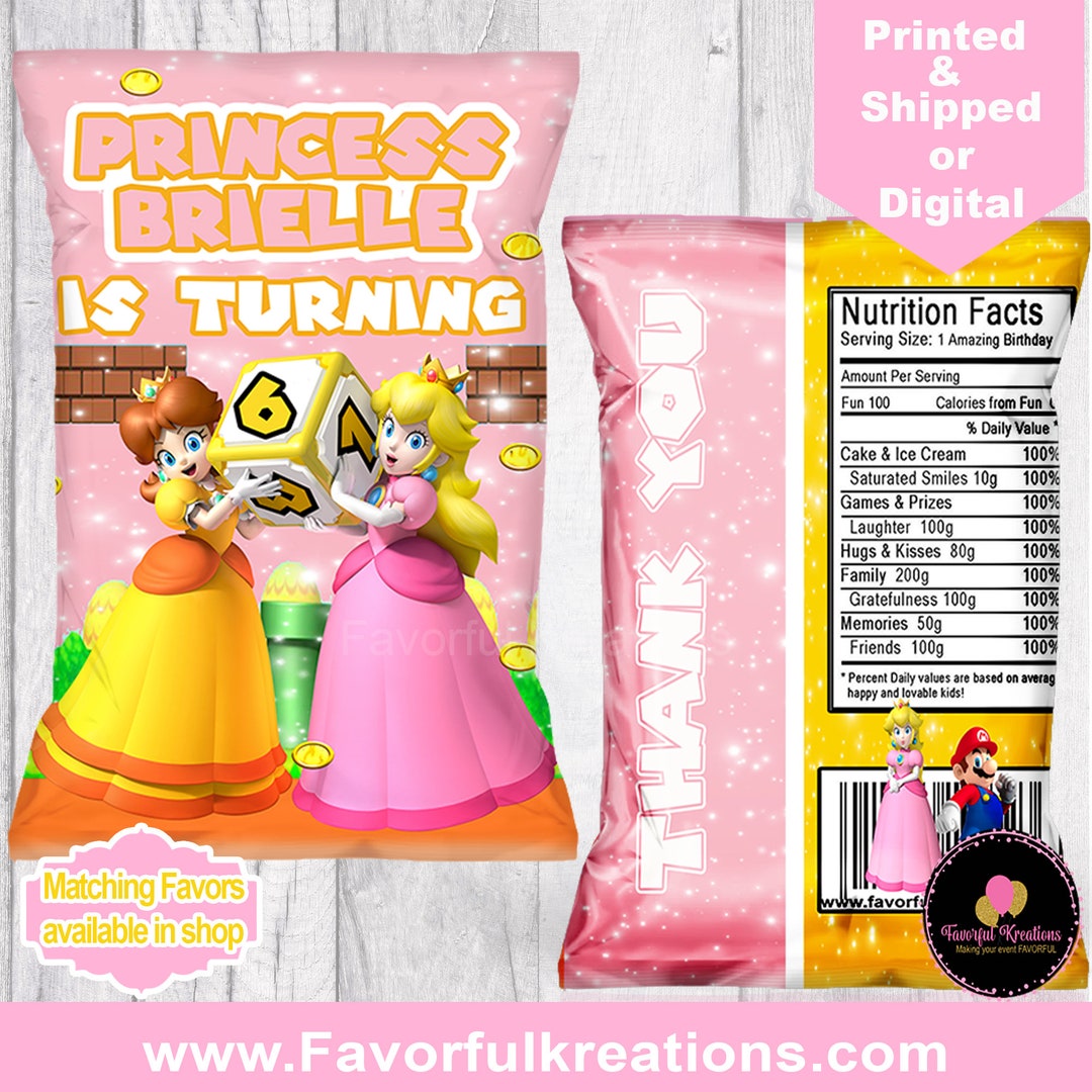 Princess Daisy Chip Bags Princess Peach and Daisy Custom Favor Bags ...