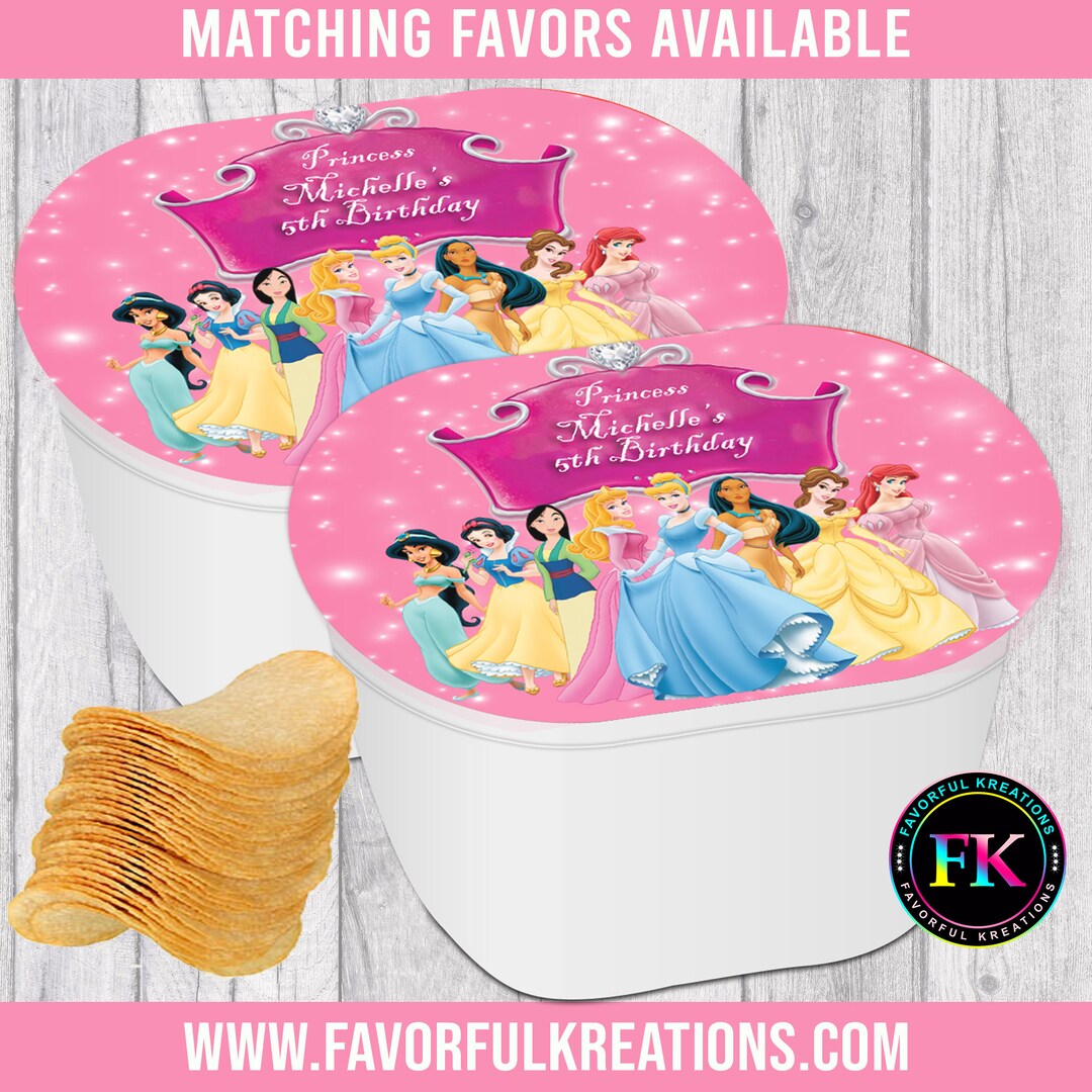 Princess Chip Bags-princess Favors-princess Stacked Snacks-princess ...