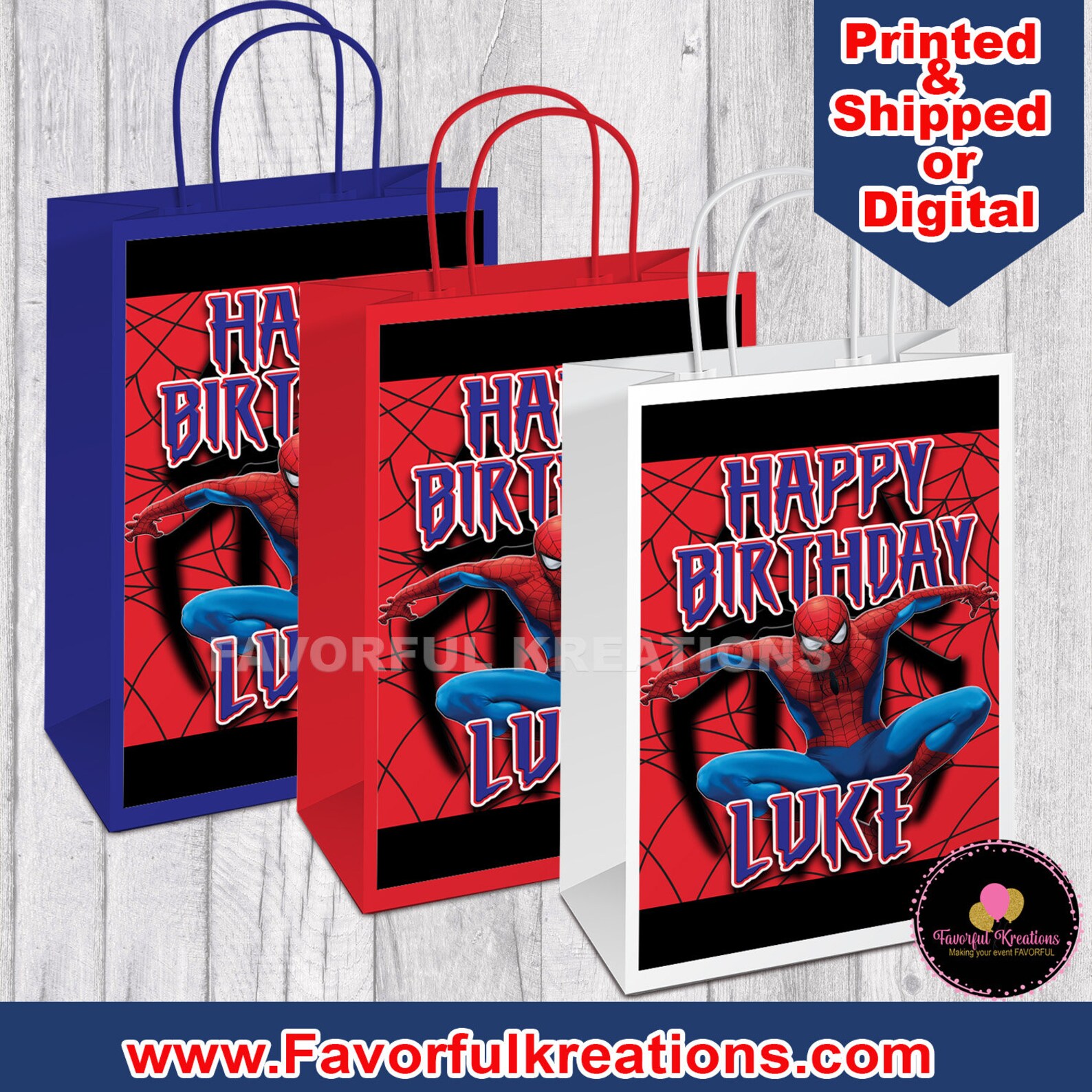 Spiderman Gift Bags-custom Gift Bags-spiderman Birthday-spiderman Party ...