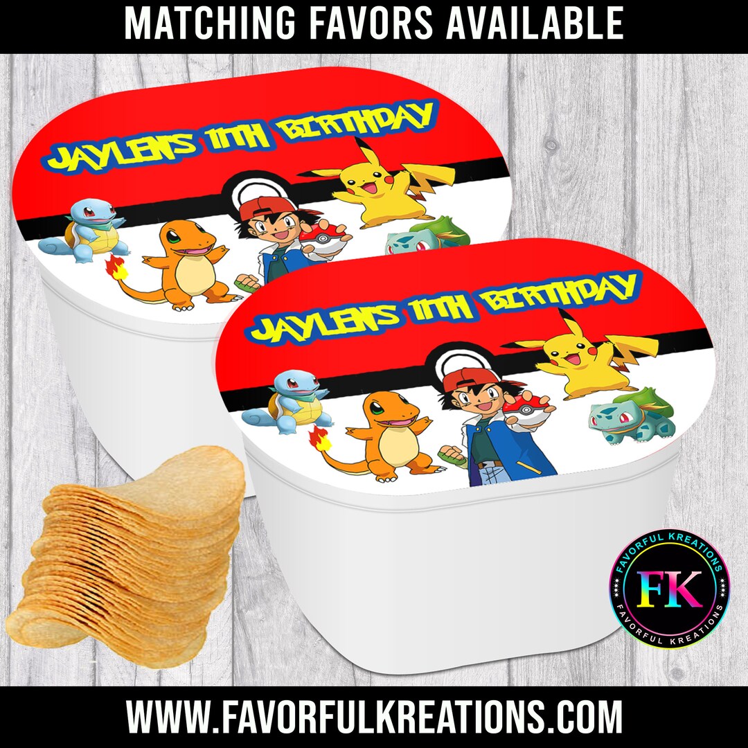 Pokémon Chip Bags Stacked Snacks-pokémon Party-pokémon Birthday-pokémon ...