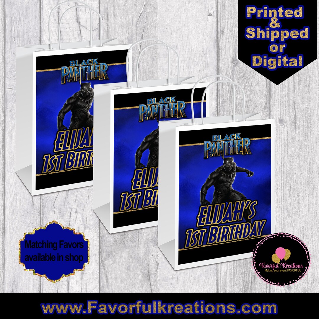 Black Panther Gift Bags Black Panther Party Favors Black Panther ...