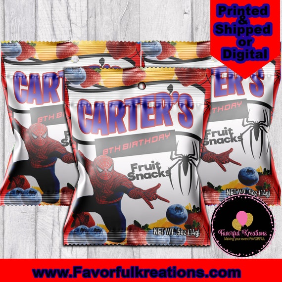 Spiderman Fruit Snacks Spiderman Party-Spiderman Birthday | Etsy